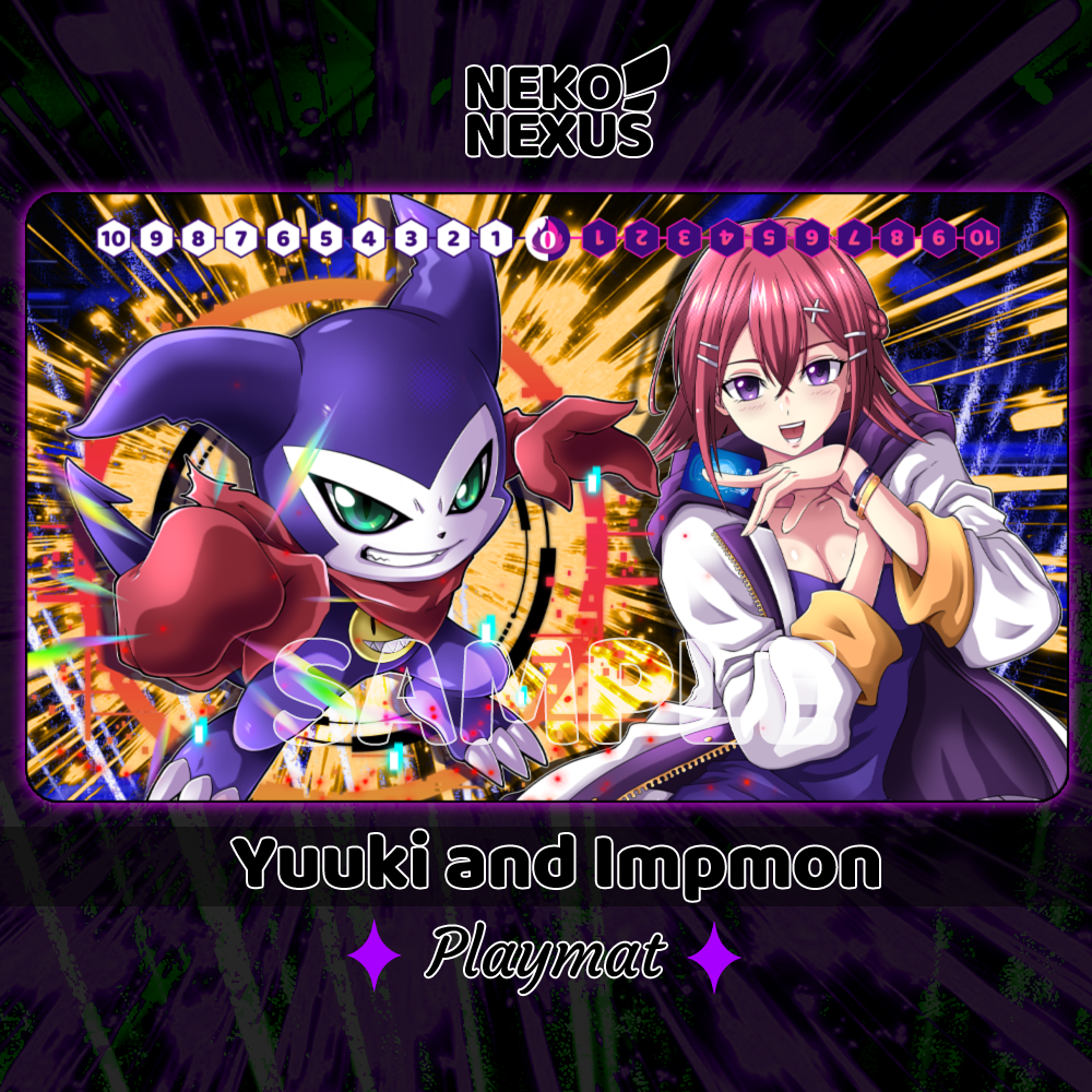 Playmat Yuuki and Impmon - Digimon Liberator - Digimon Card Game 14"X24" / 35X60cm ...